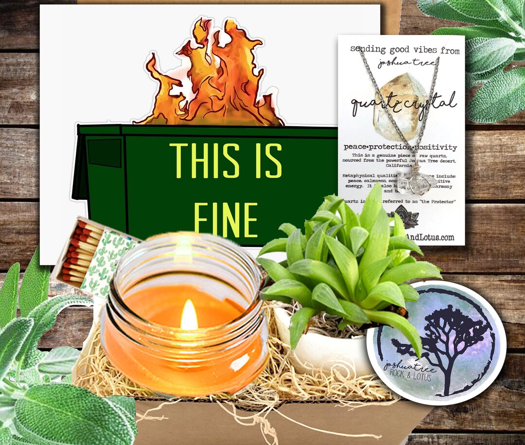 This is Fine - Dumpster Fire Gift Box - Greeting Card, Succulent ...