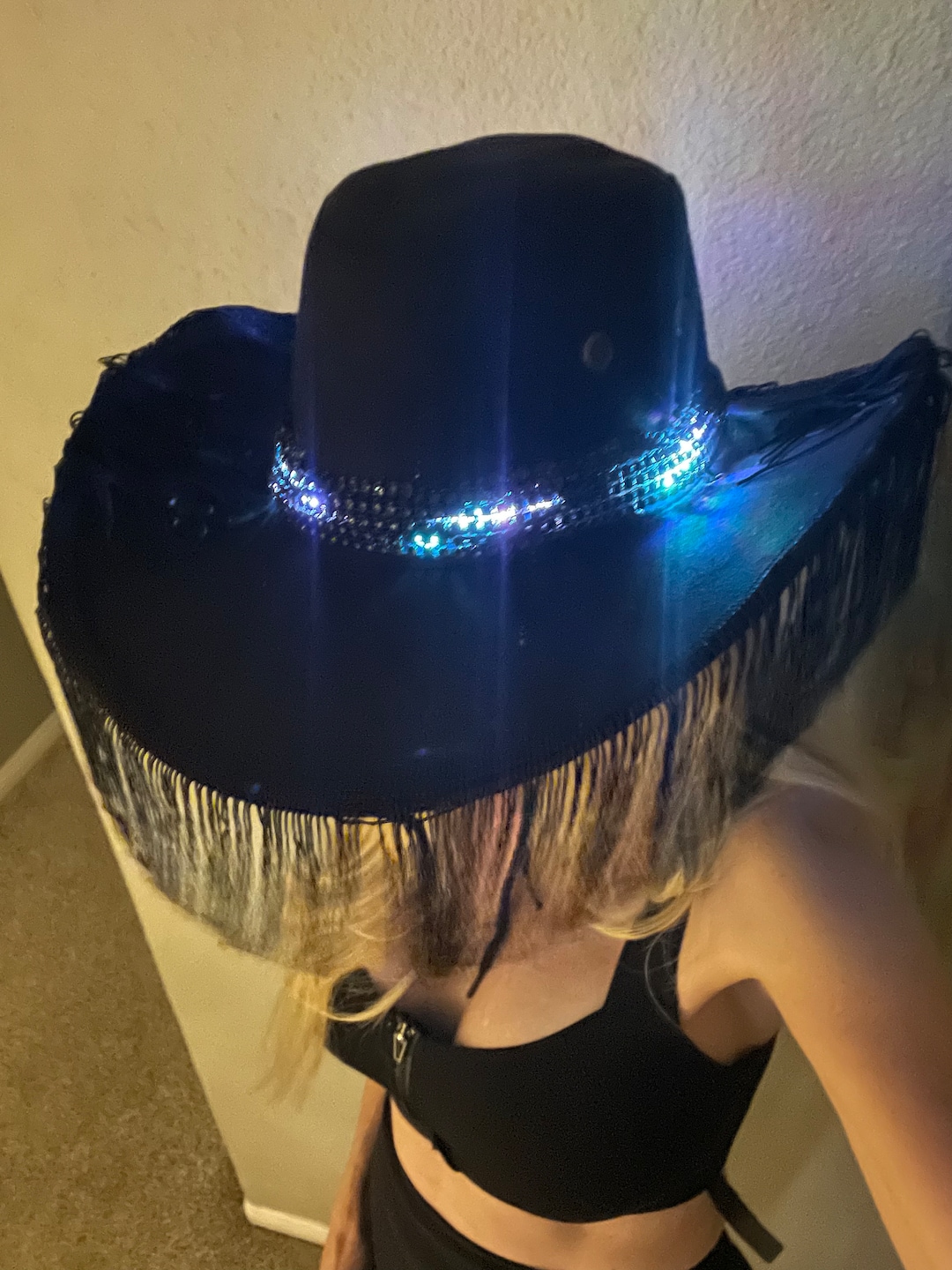 Space Cowboy Light-up Hat With Fringe / Galactic Party Hat / Neon ...