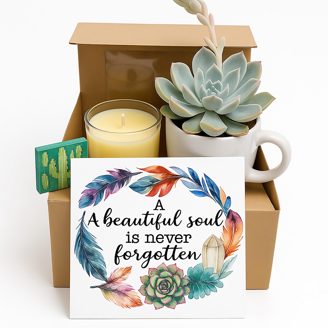 Sympathy Gift Box With Succulent & Candle – Memorial Grief Care Package ...