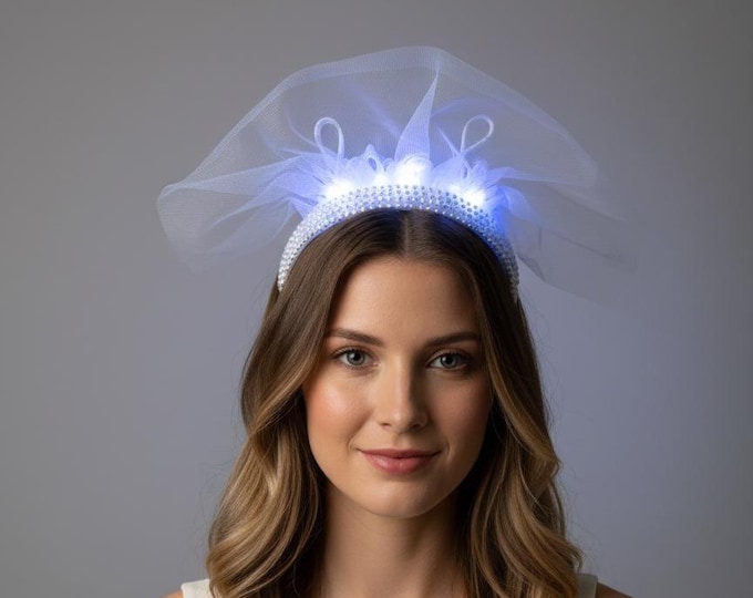 LED Bride Veil Headband: Light up Bachelorette Party Crown, Blinking ...