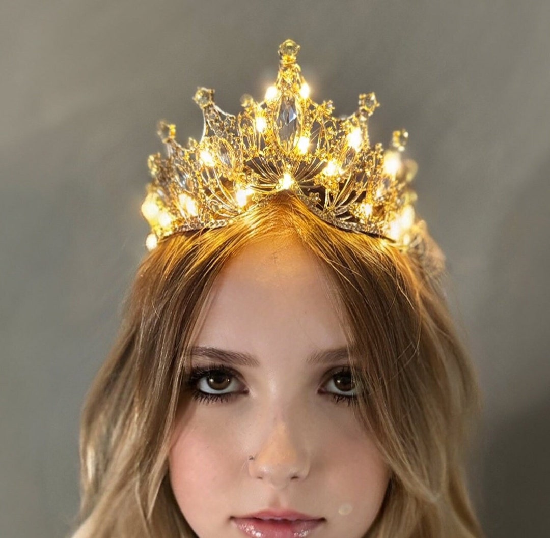 Golden Illuminated Goddess Crown Light up Headpiece for Pageants ...