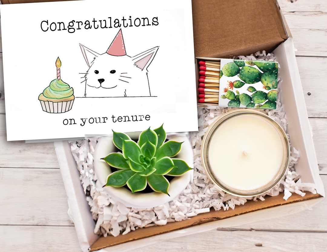 Congratulations on Your Tenure - Succulent and Candle Gift Box ...