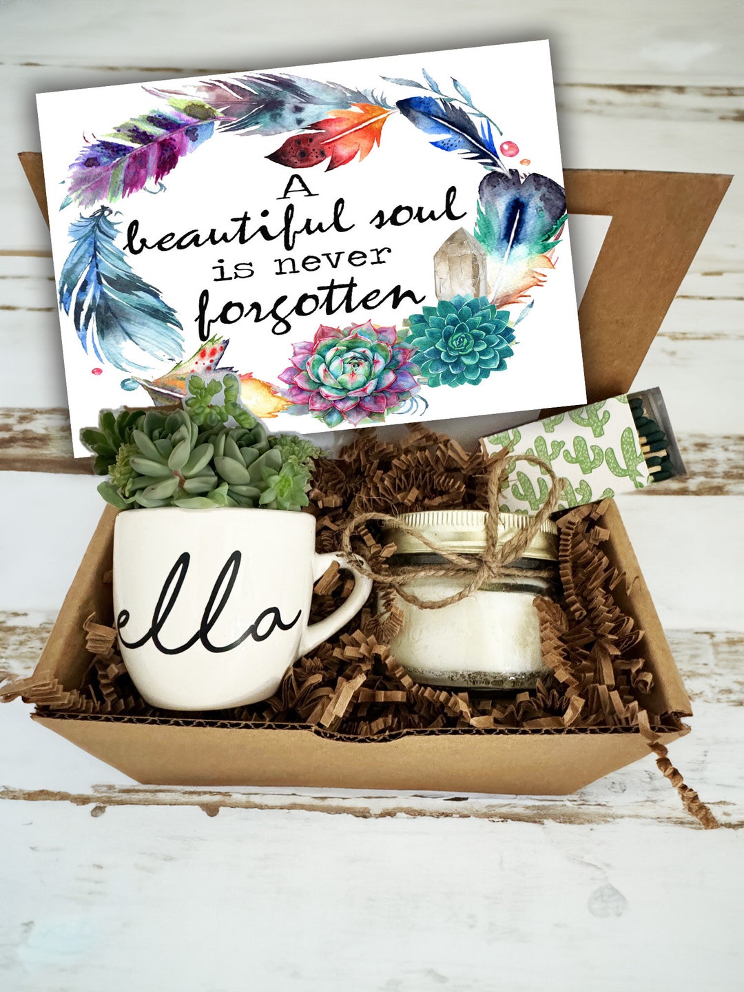 Customized Bereavement Gift - Name Memorial Keepsake Succulent Gift Box ...
