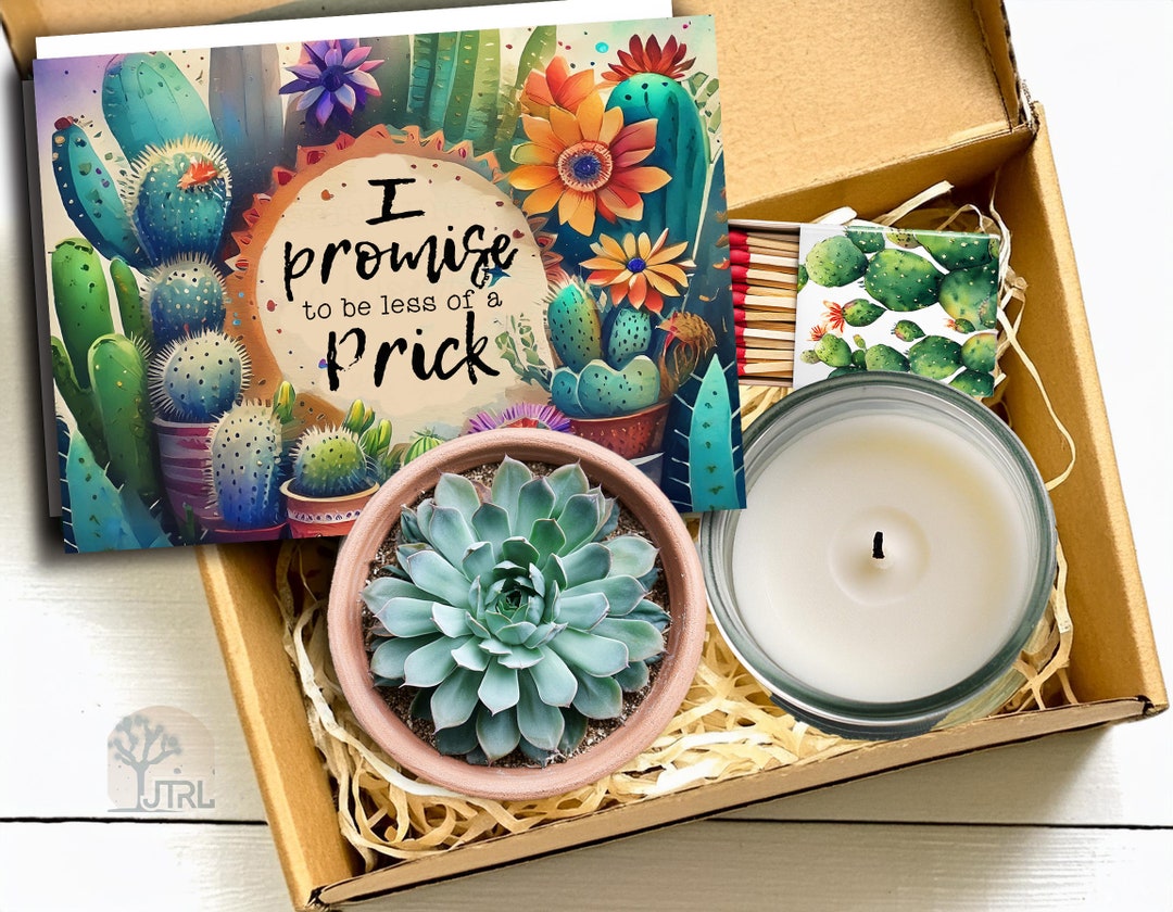 I Promise to Be Less of a Prick - Succulent Apology Gift Box - Im Sorry ...