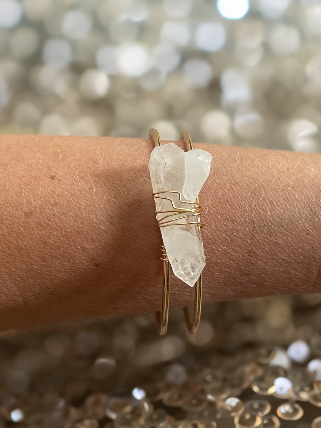 Genuine Quartz Crystal Cuff Bracelet - Genuine Joshua Tree Quartz ...