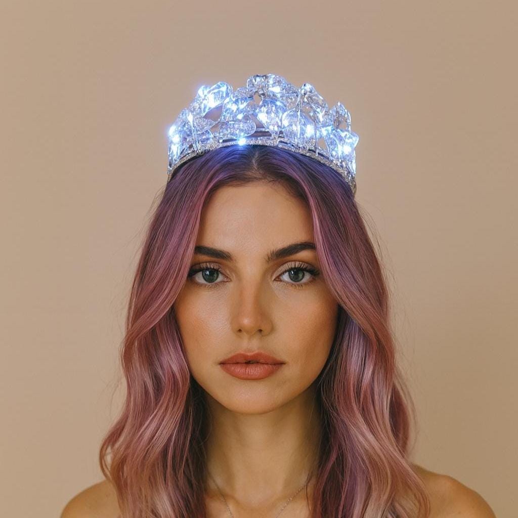 Silver Light-up Leaf Crown With Crystal Accents - Wheat Crown - Crystal ...