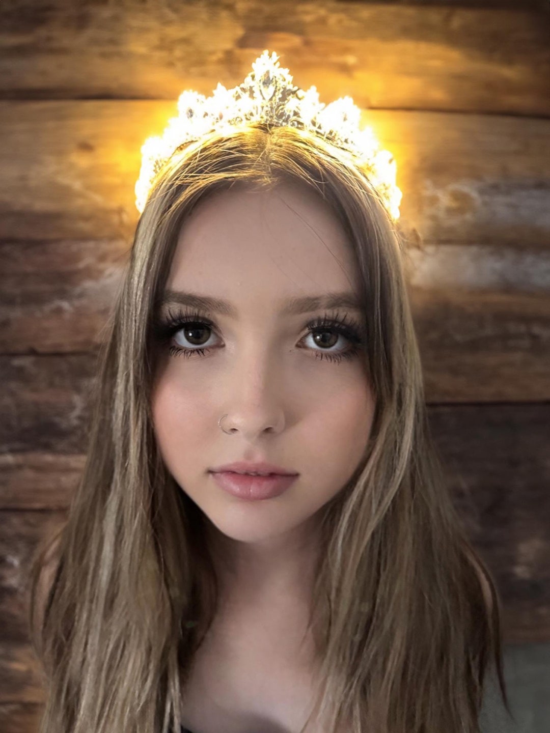 Illuminated Gold Crystal Tiara - LED Light-up Crown for Special Events ...