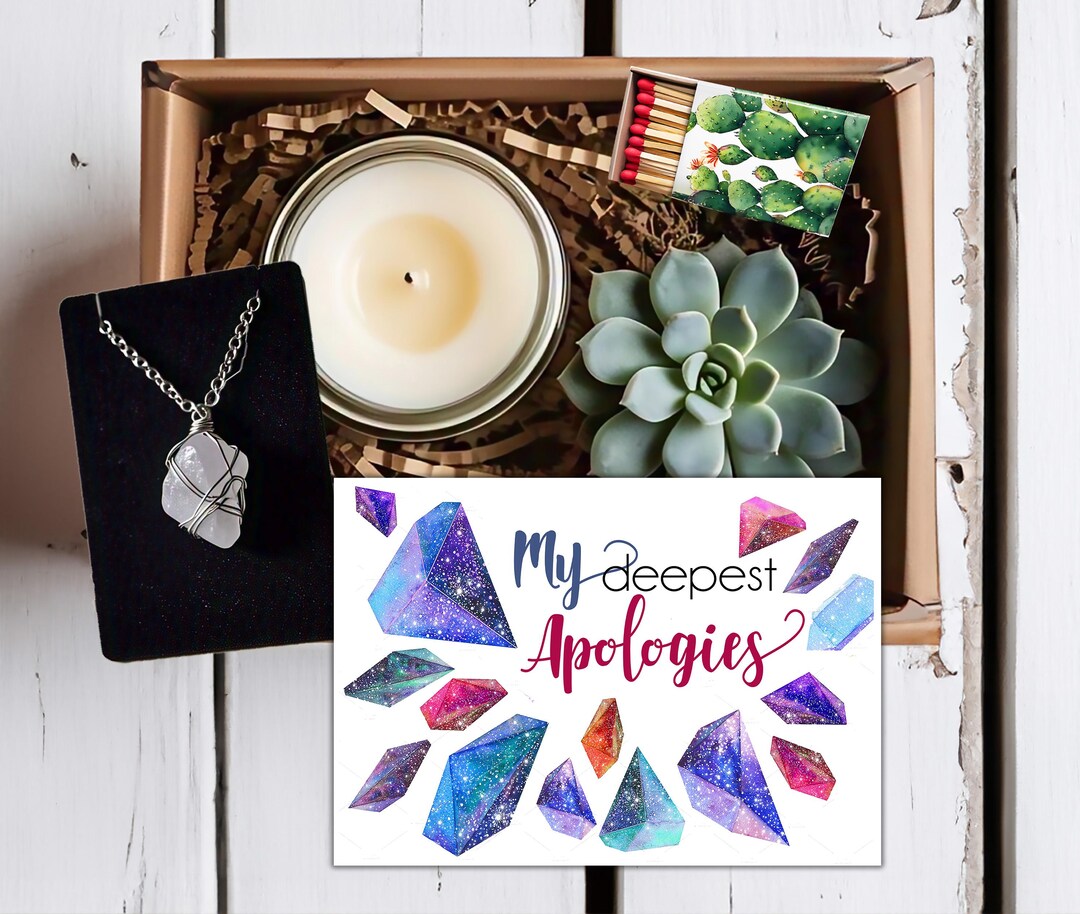 I'm Sorry Gift Box With Succulent, Candle & Necklace – Apology Gift for ...