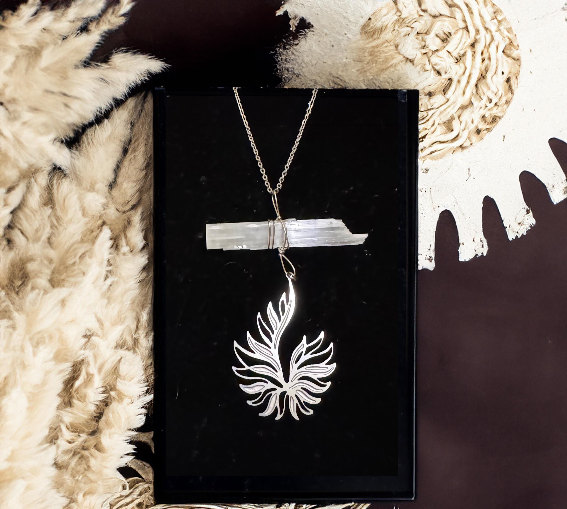 Joshua Tree Selenite Crystal Phoenix Necklace for Clarity and ...