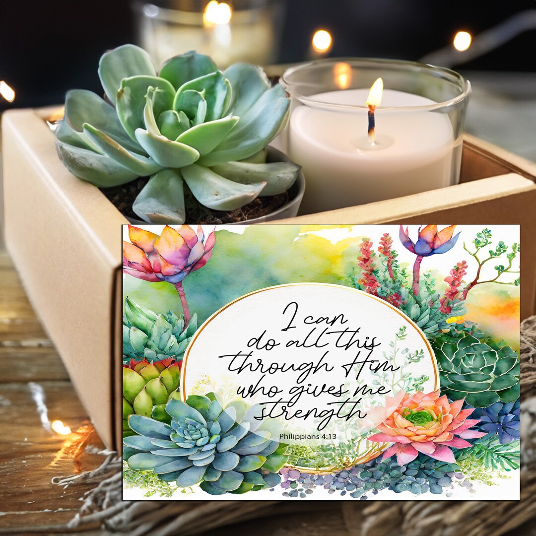 Christian Encouragement Succulent Gift Set - I Can Do All Things ...