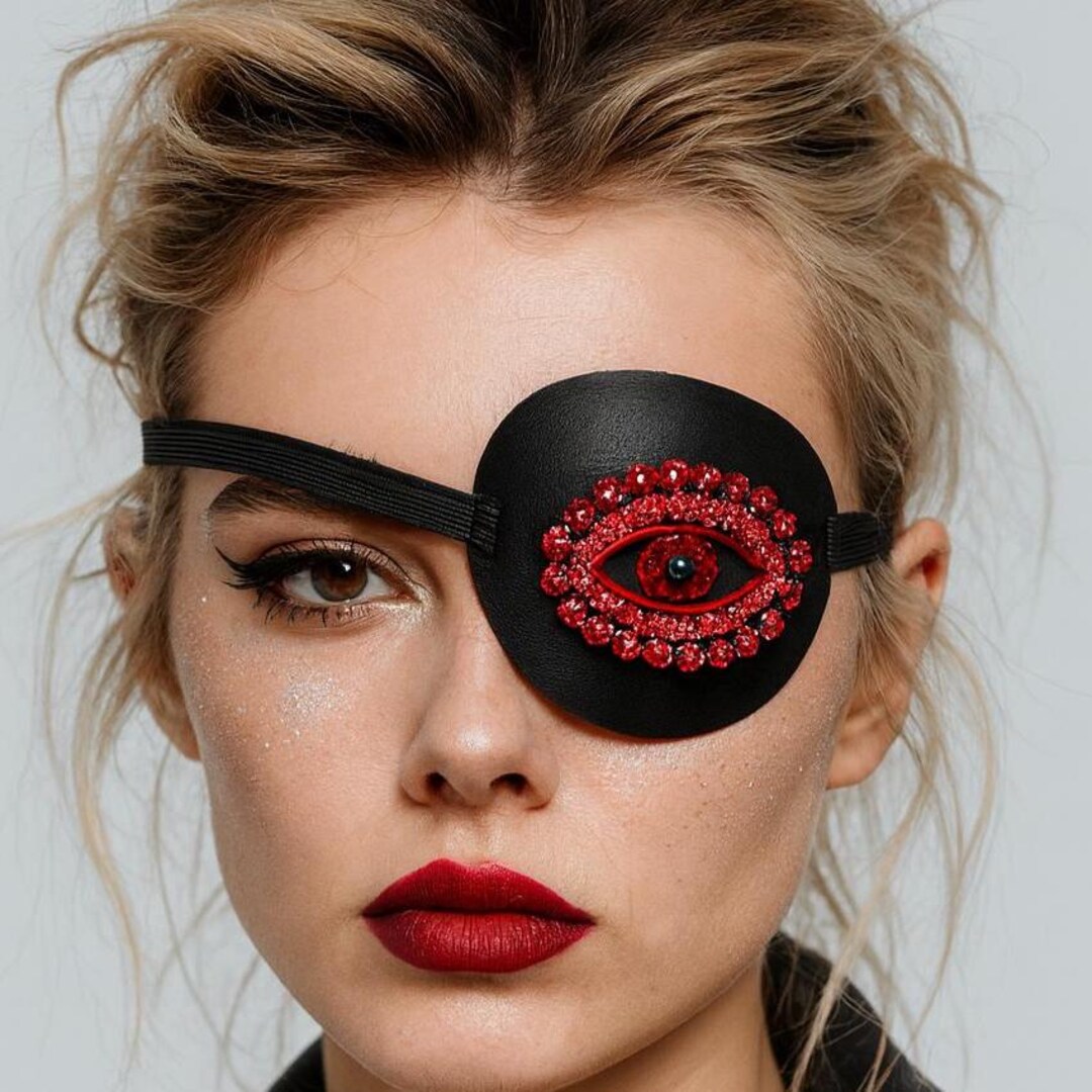 Red Surreal Beaded Eyepatch : Beaded Evil Eye, Festival Eyepatches ...