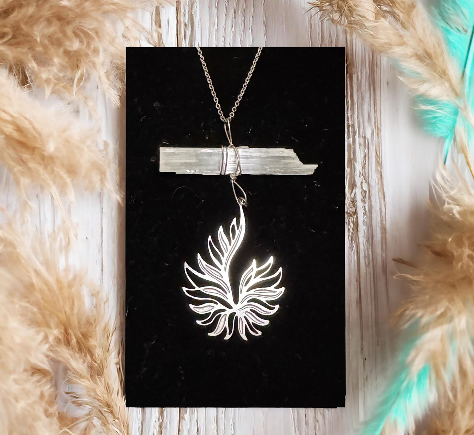 Joshua Tree Selenite Crystal Phoenix Necklace for Clarity and ...
