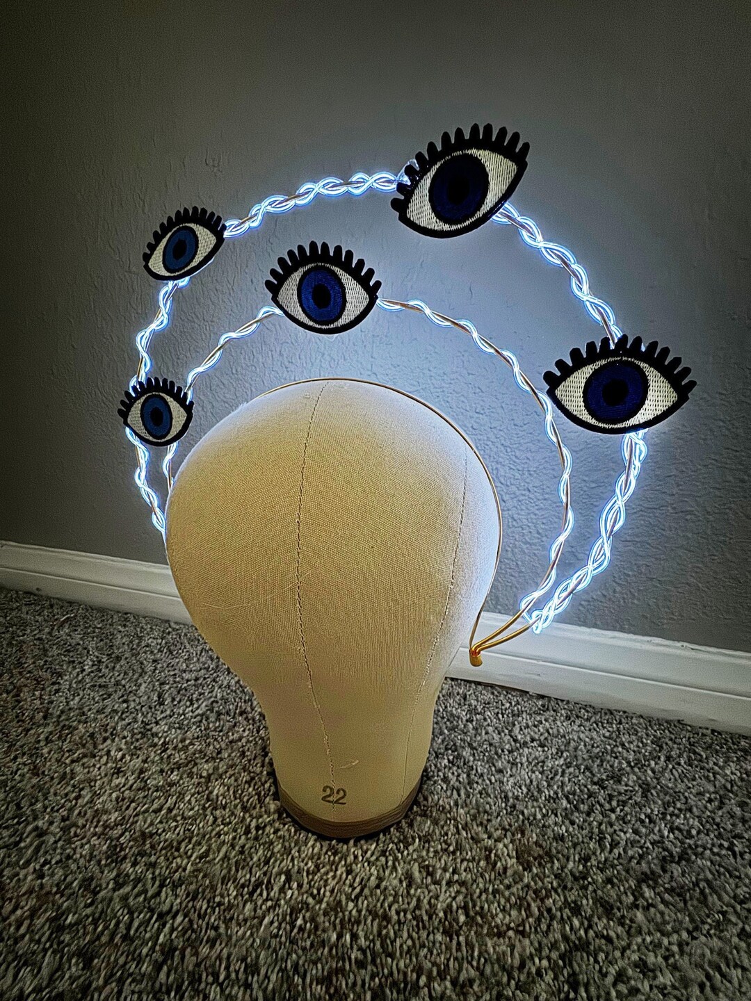 Surrealism Multi Eye Light up Crown NEON LIGHT Rave Glowing Headpiece ...