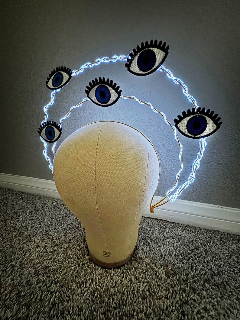 Evil Eye Halo Crown - Light up Surrealism Headpiece - Festival LED ...