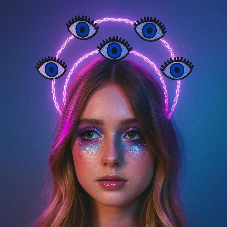Evil Eye Halo Crown - Light up Surrealism Headpiece - Festival LED ...