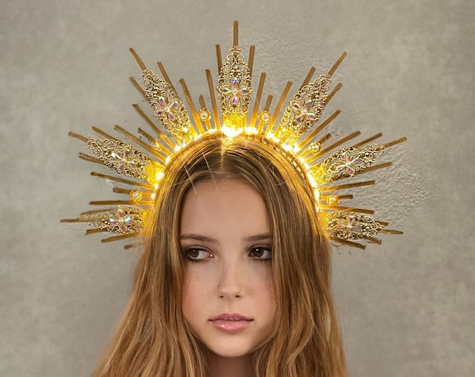 Light-up LED Goddess Crown Festival Head Piece - Burning Man Accessory ...