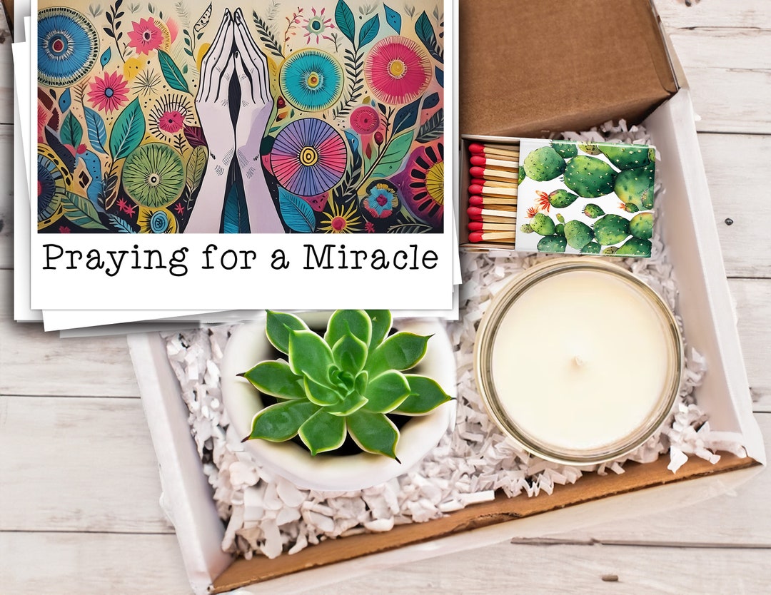 Praying for a Miracle - Succulent and Candle Gift - Sympathy Gift Box ...