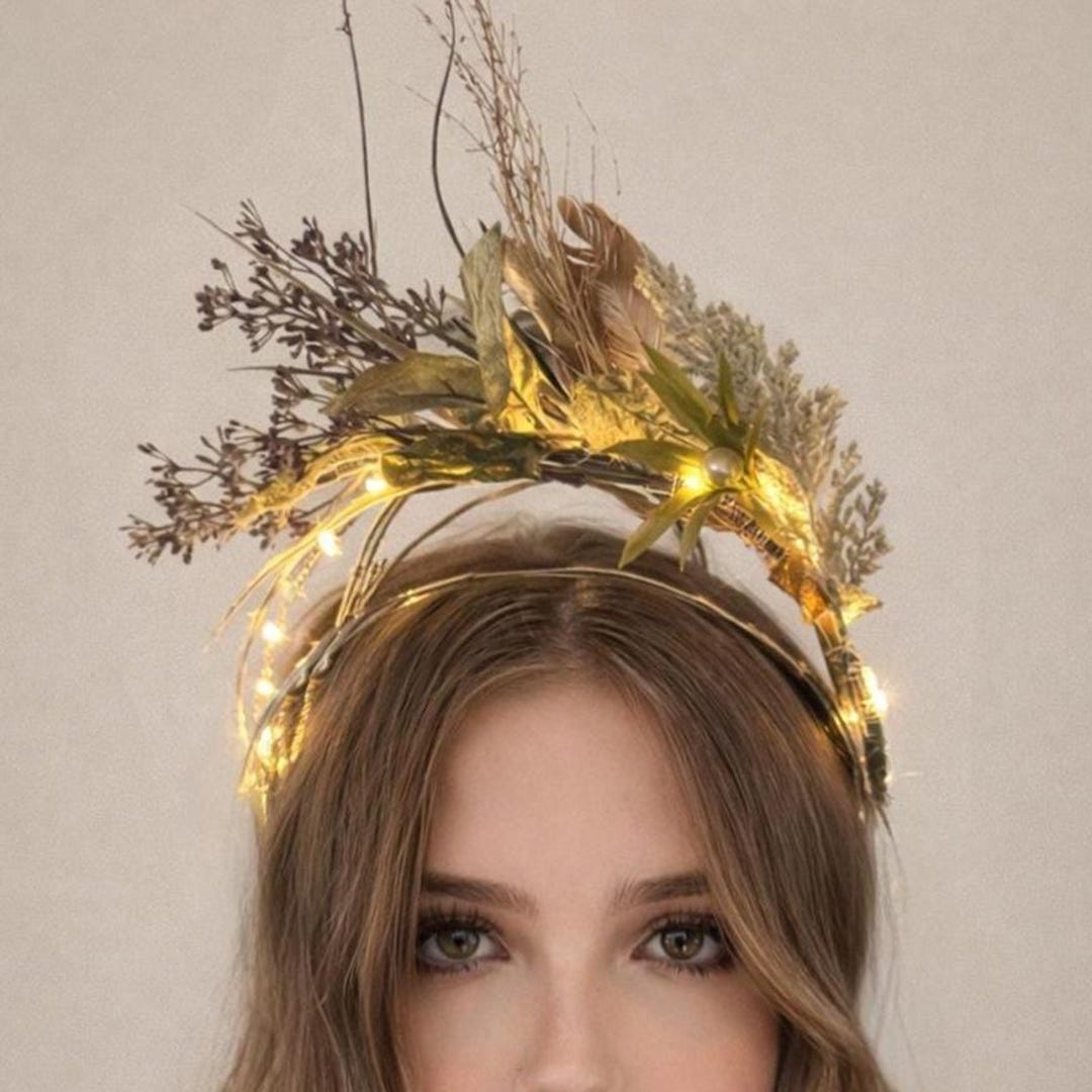 One of a Kind Light up Boho Halo Crown Handmade Double Halo Floral ...