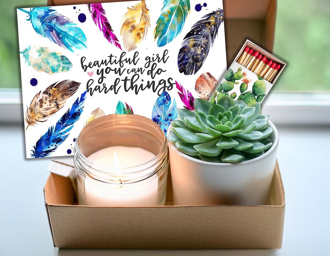 Beautiful Girl You Can Do Hard Things - Succulent Candle Encouragement ...
