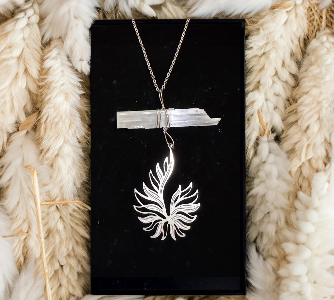 Joshua Tree Selenite Crystal Phoenix Necklace for Clarity and ...