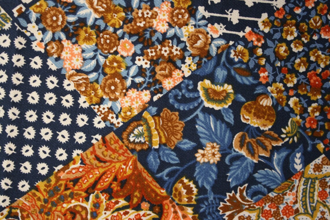 Vintage Faux Patchwork Cheater Fabric in Blues 105cm X 114 - Etsy