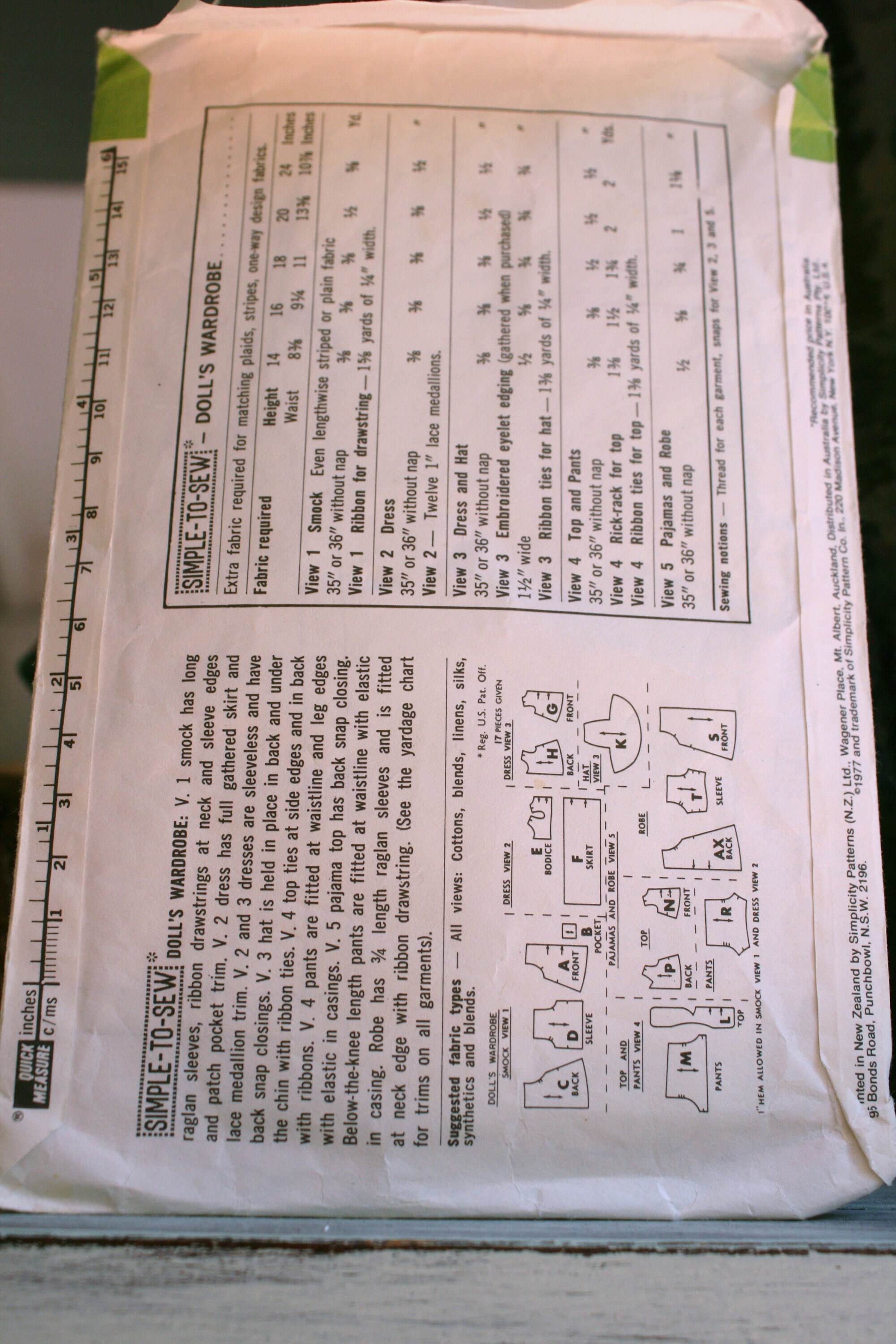 Vintage Simplicity 24 61cm Dolls Wardrobe Sewing Pattern 5721 - Etsy