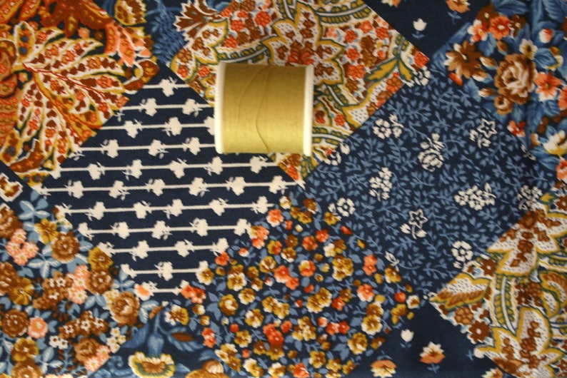 Vintage Faux Patchwork Cheater Fabric in Blues 105cm X 114 - Etsy