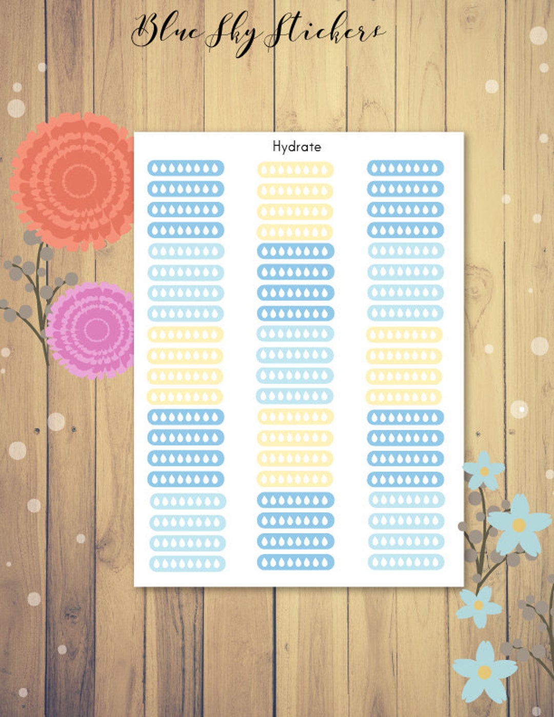 PRINTABLE Water Tracker Planner Stickers - Hydrate Daily Habits ...
