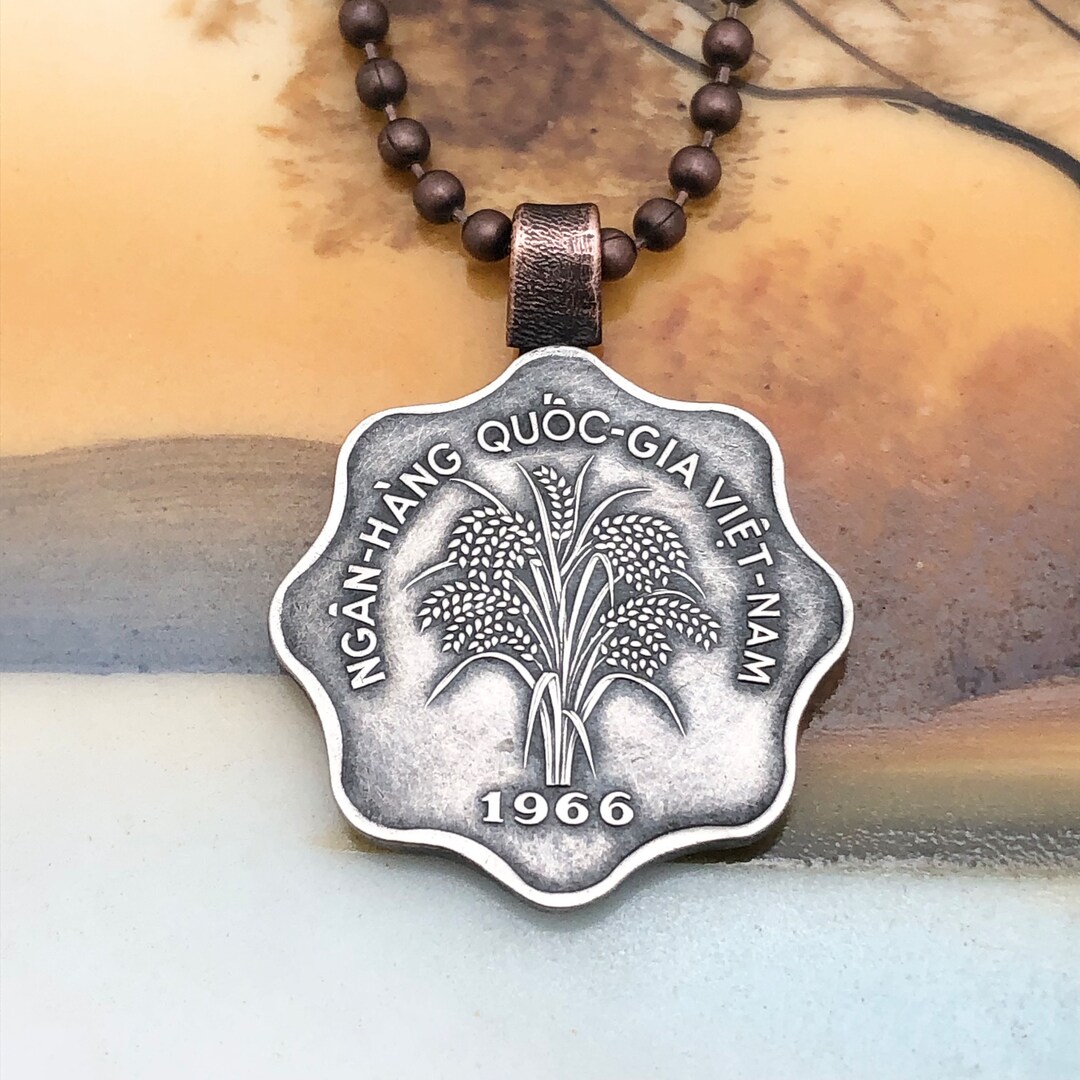 1966 Republic of Vietnam Scalloped Rice Stalks 5 Dong Coin & Copper ...