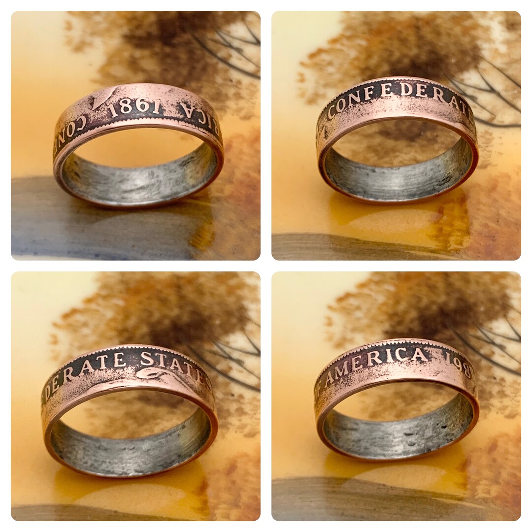Unique 1861 Confederated States of America Coin Token Ring Civil War ...