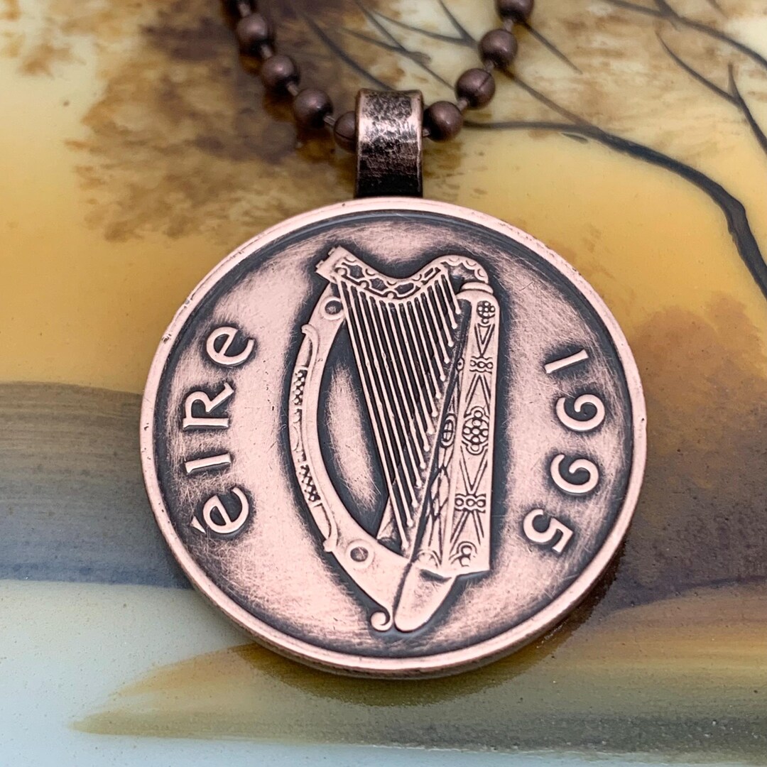 1995 Ireland Two Pence Copper Harp Coin Pendant Necklace - Irish ...