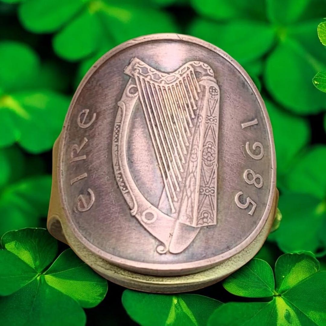 1985 Ireland One Penny HARP Cuff Coin RING Made With a Brass Key - Etsy