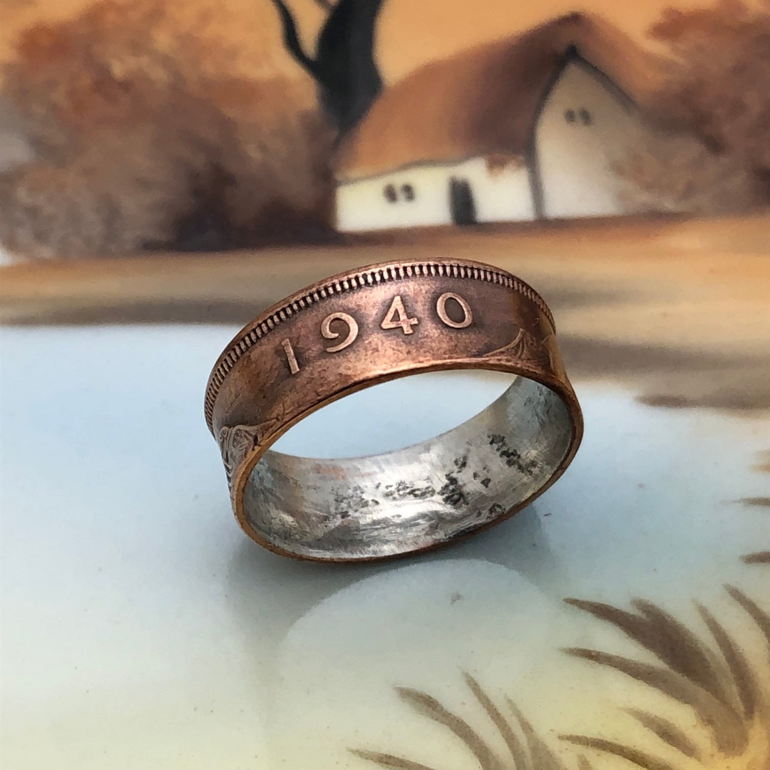 1940 Ireland Halfpenny Pig Coin Ring - Sow & Litter - Size 7.5 - Etsy