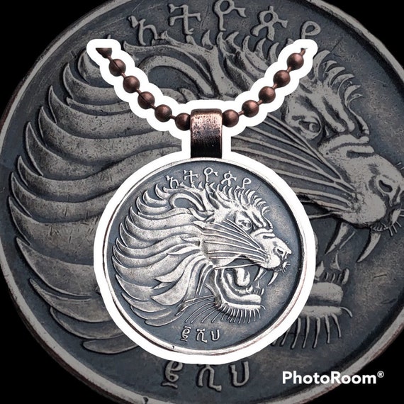 Ethiopian Roaring Lion's Head Coin & Copper Pendant - Etsy