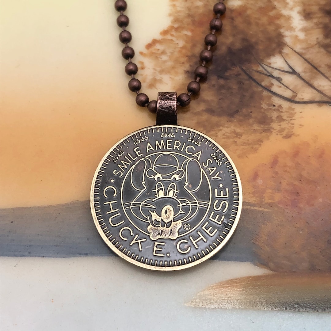 Smile America Say Chuck E Cheese Coin Token & Copper Pendant Necklace ...