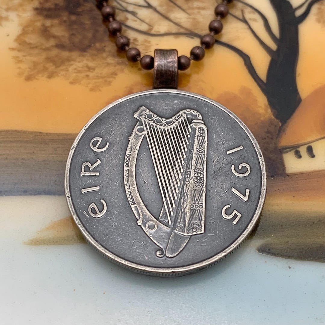 1975 Ireland 10 Pence Salmon Coin & Copper Pendant Necklace - Eire ...
