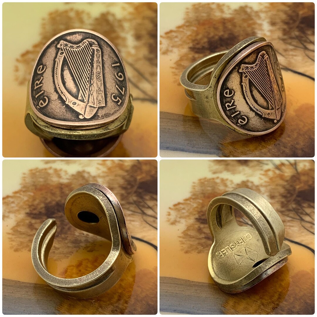 1975 Ireland One Penny HARP Cuff Coin RING Made With a Brass Key - Etsy