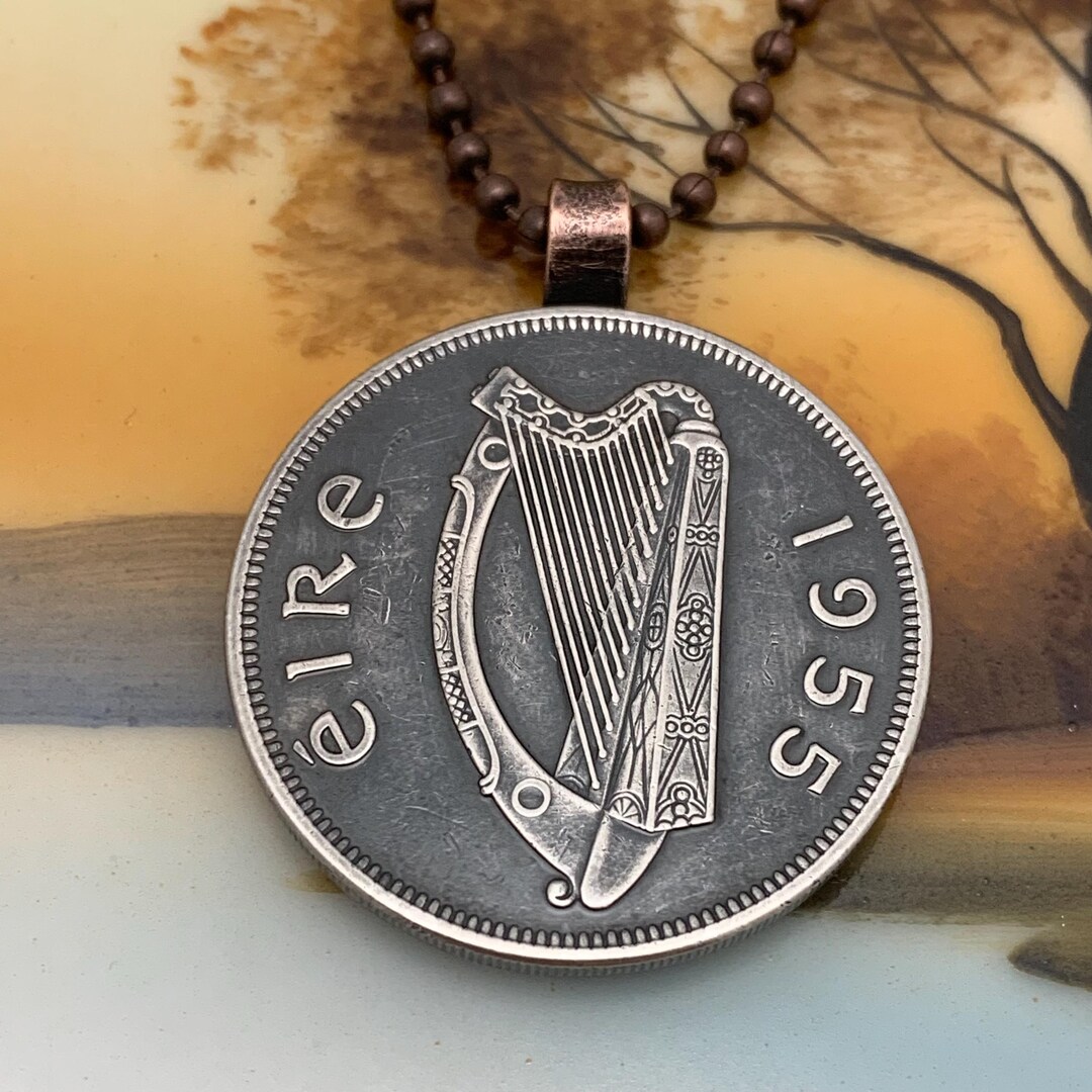 1955 Ireland Two Shilling Florin and Copper Pendant Necklace - Irish ...
