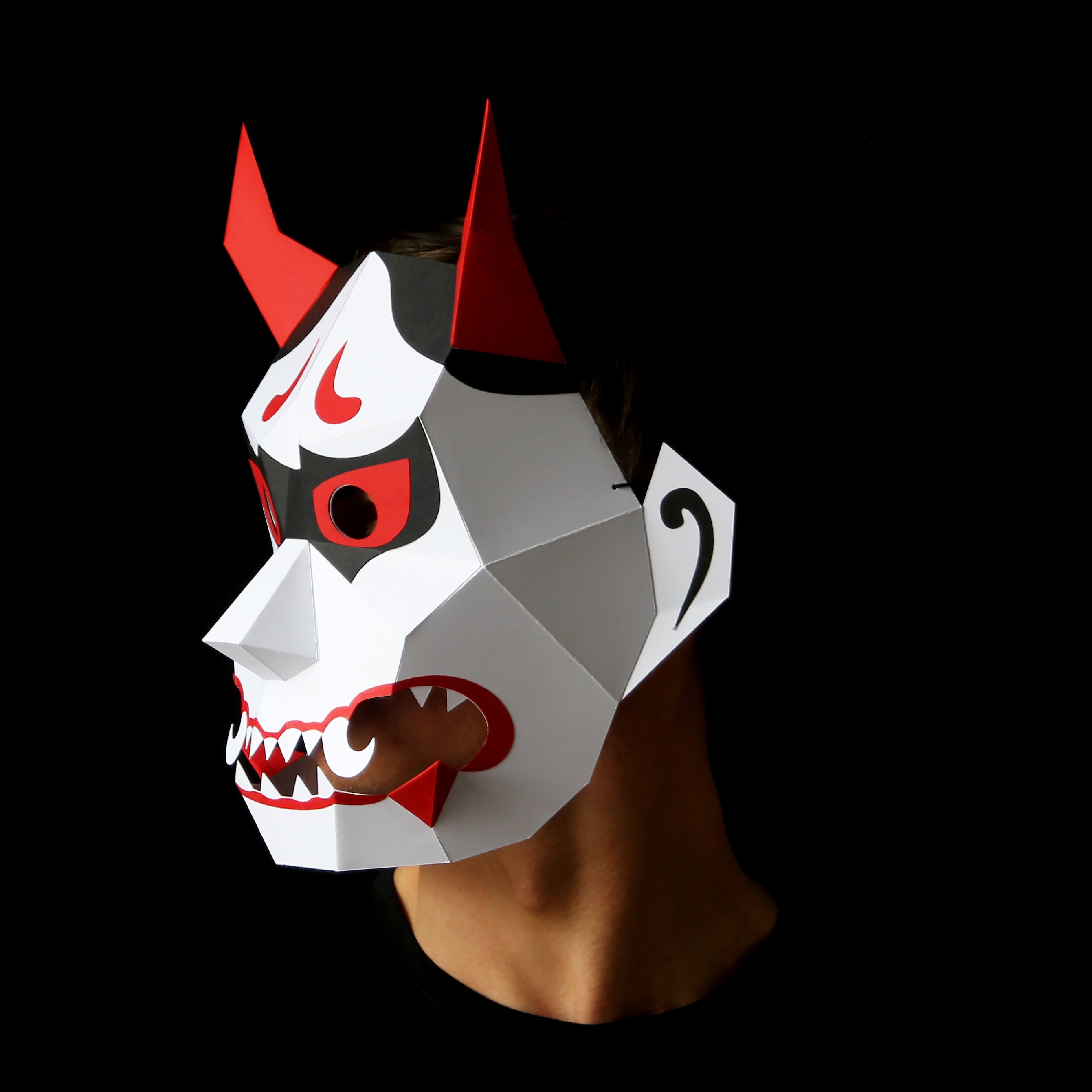 DIY Oni Mask Template – Japanese Noh Mask, Cardboard Craft (PDF Pattern ...