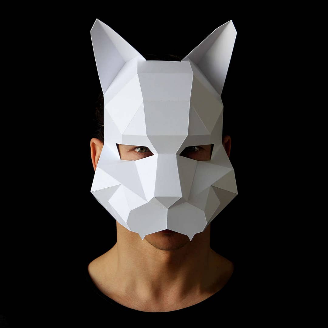 CAT Mask (man) - Easy to Make Cat Mask From Card, With This PDF ...