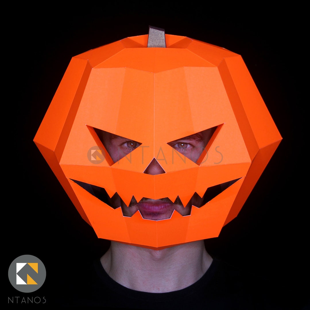 Halloween PUMPKIN KING Mask - Download and Make a Full Head Pumpkin ...