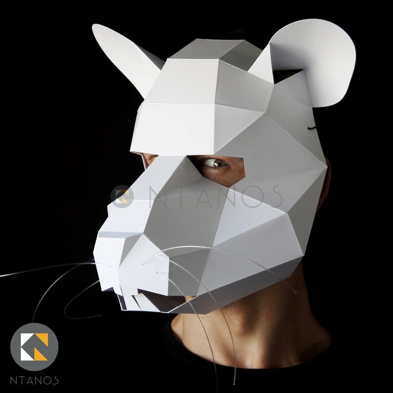 3D Geometric Rat Mask: Papercraft PDF Template - Etsy