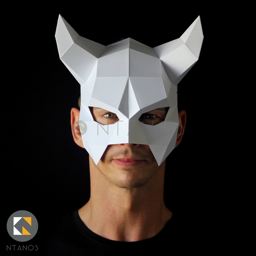 DIY Devil Mask: 3D Geometric Papercraft Halloween Costume (PDF Download ...