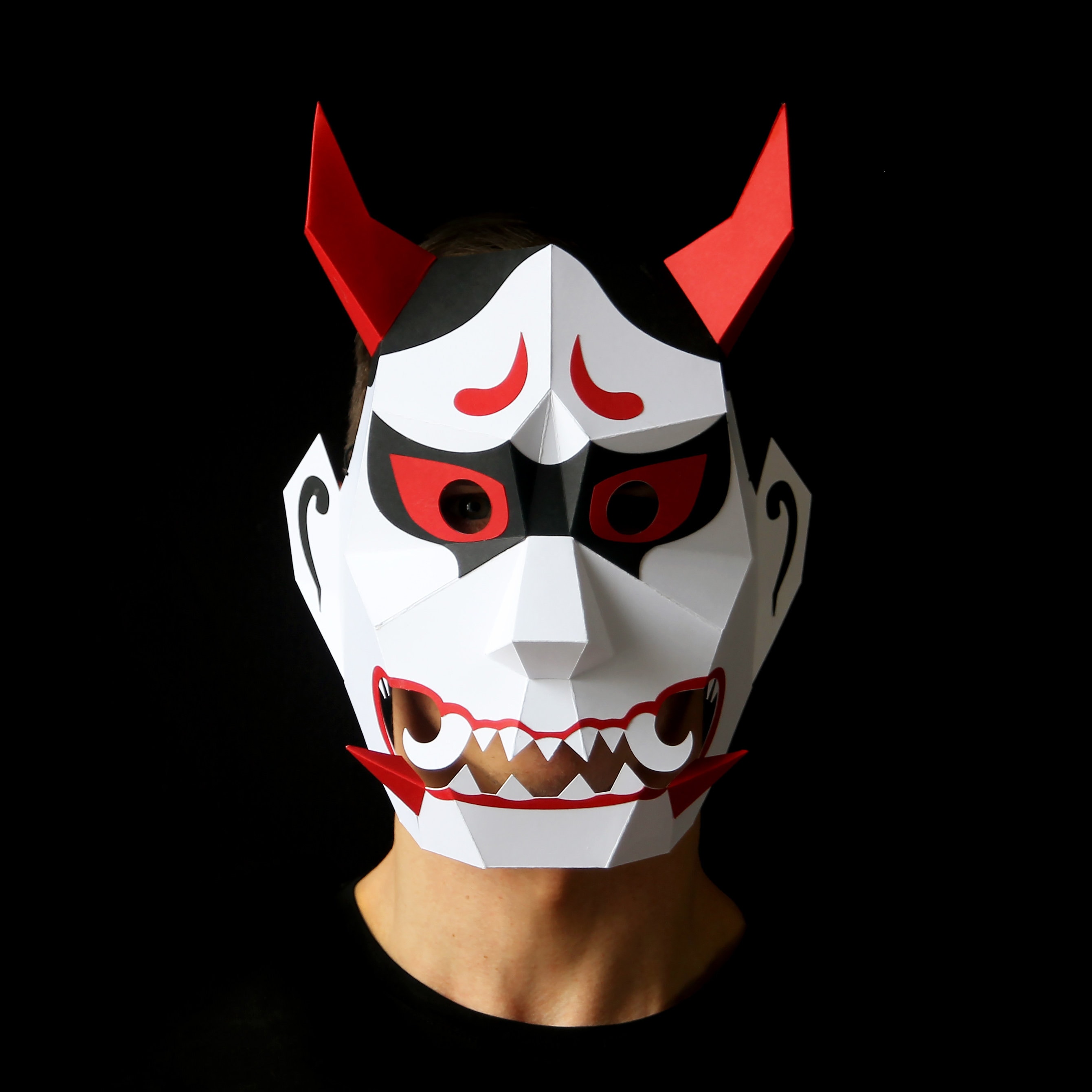 ONI Mask - Build Your Own Traditional Japanese Noh Mask From Card, With ...