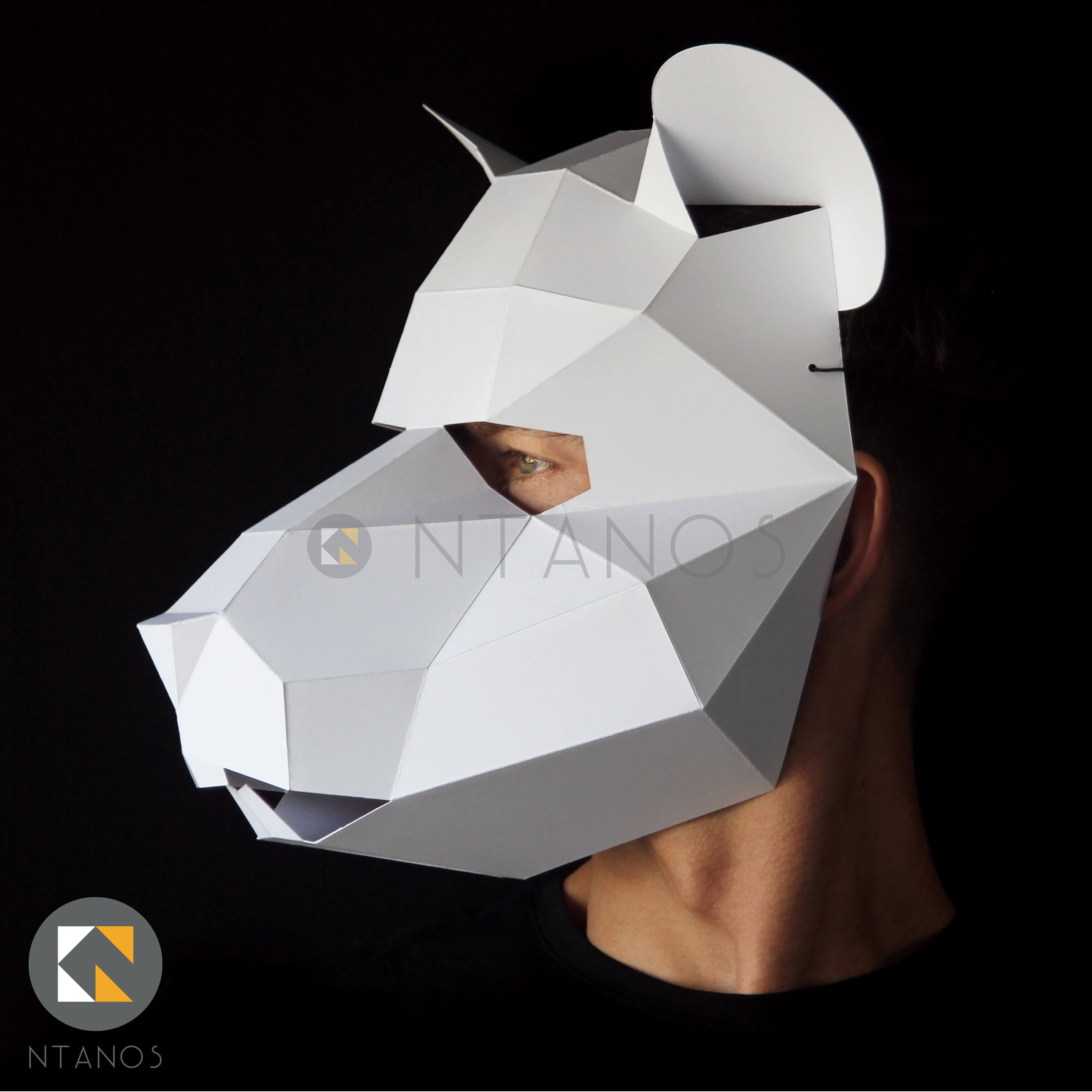 3D Geometric Rat Mask: Papercraft PDF Template - Etsy