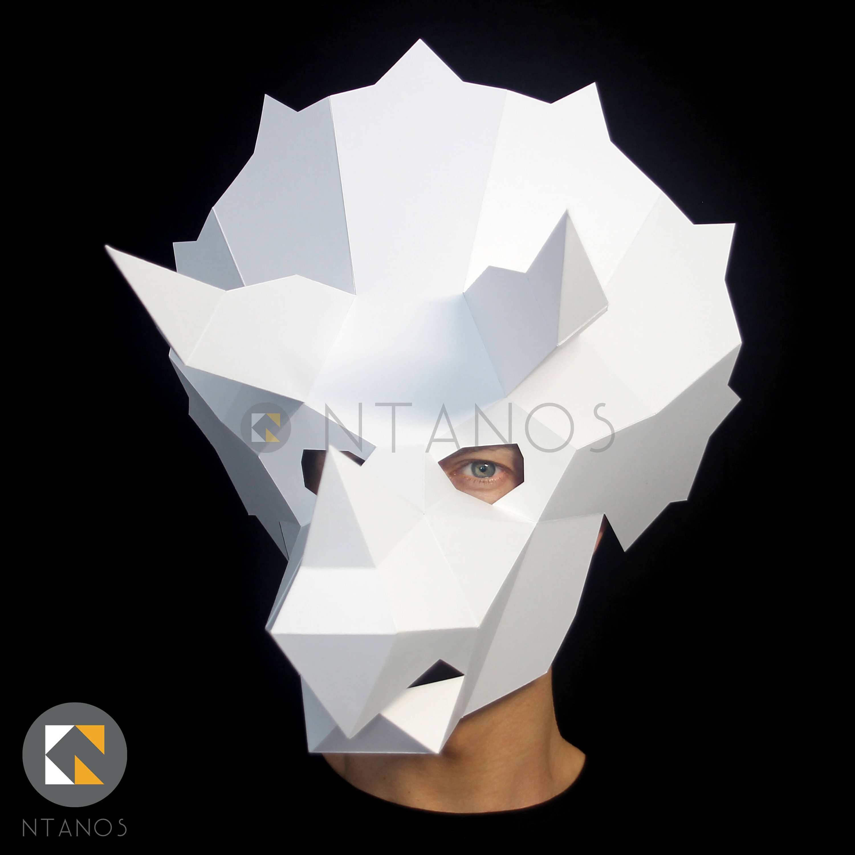TRICERATOPS Dinosaur Paper Mask Make It With This Instant | Etsy