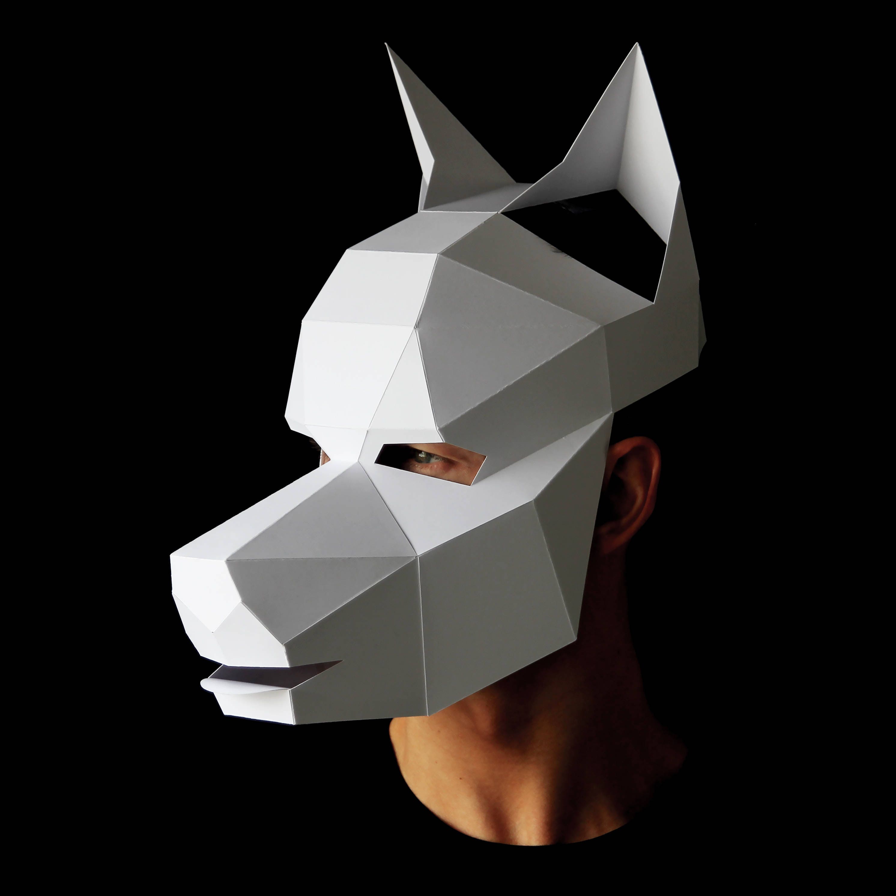 DOG Mask Build your own 3D dog mask from card using this | Etsy