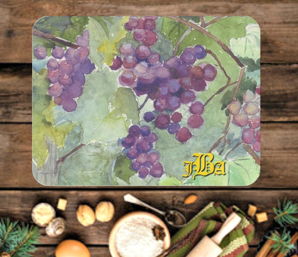 Custom Cutting Board Vineyard Design Grapes Glass Cutting - Etsy