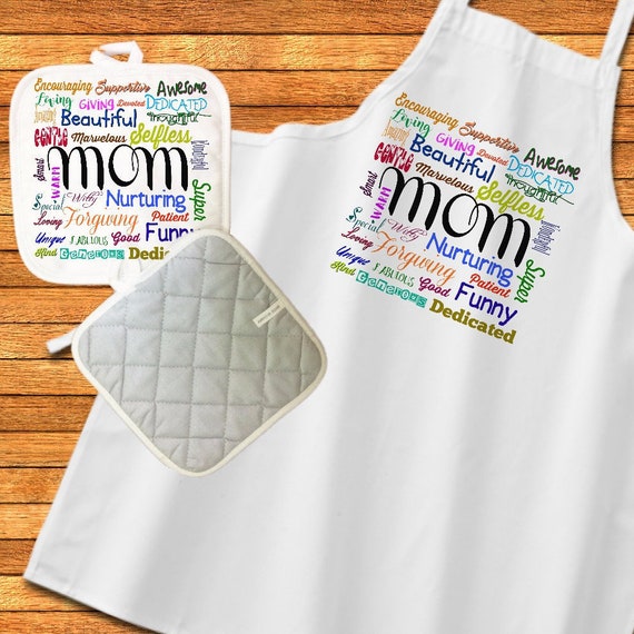 Mom Words Many Ways to Describe Mothers Apron and Pot Holder | Etsy