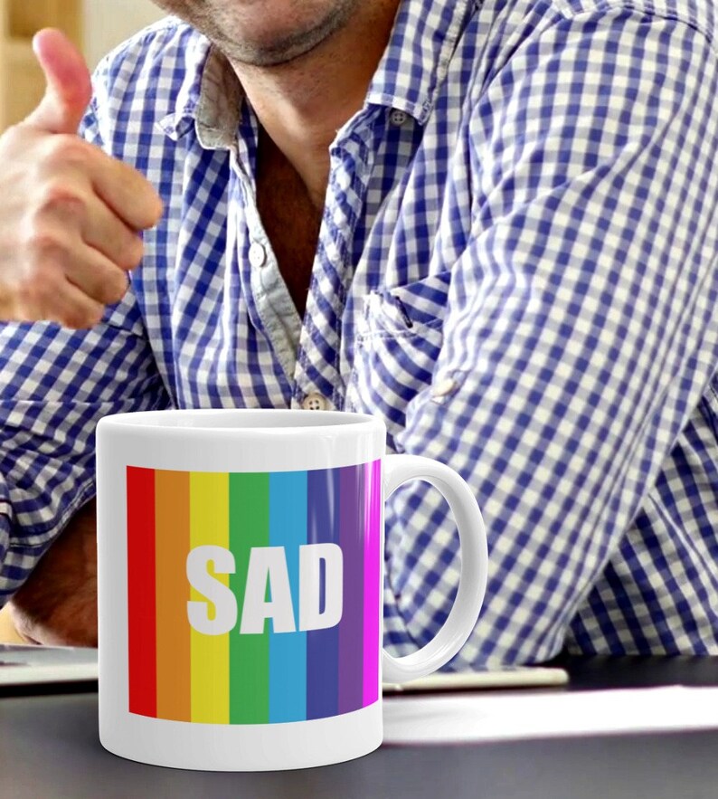 Rainbow Sad Coffee Mug Looks Like the Mug From Big Bang | Etsy